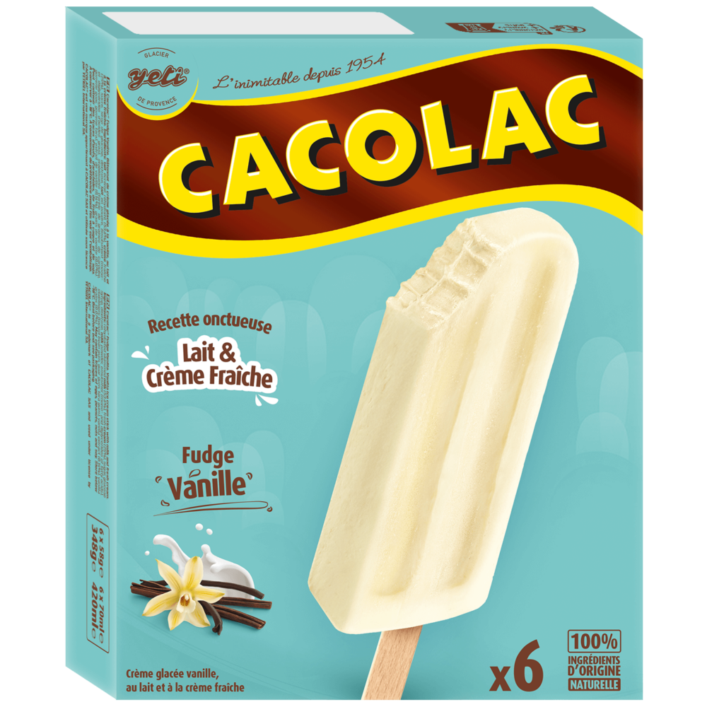 Cacolac Fudge vanille - N°1 de la glace à l'eau et aux fruits